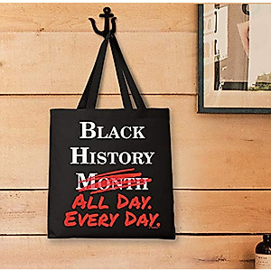 Historical Black History Tote Bag Black History Month All Day Every Day Black Canvas Tote Bag
