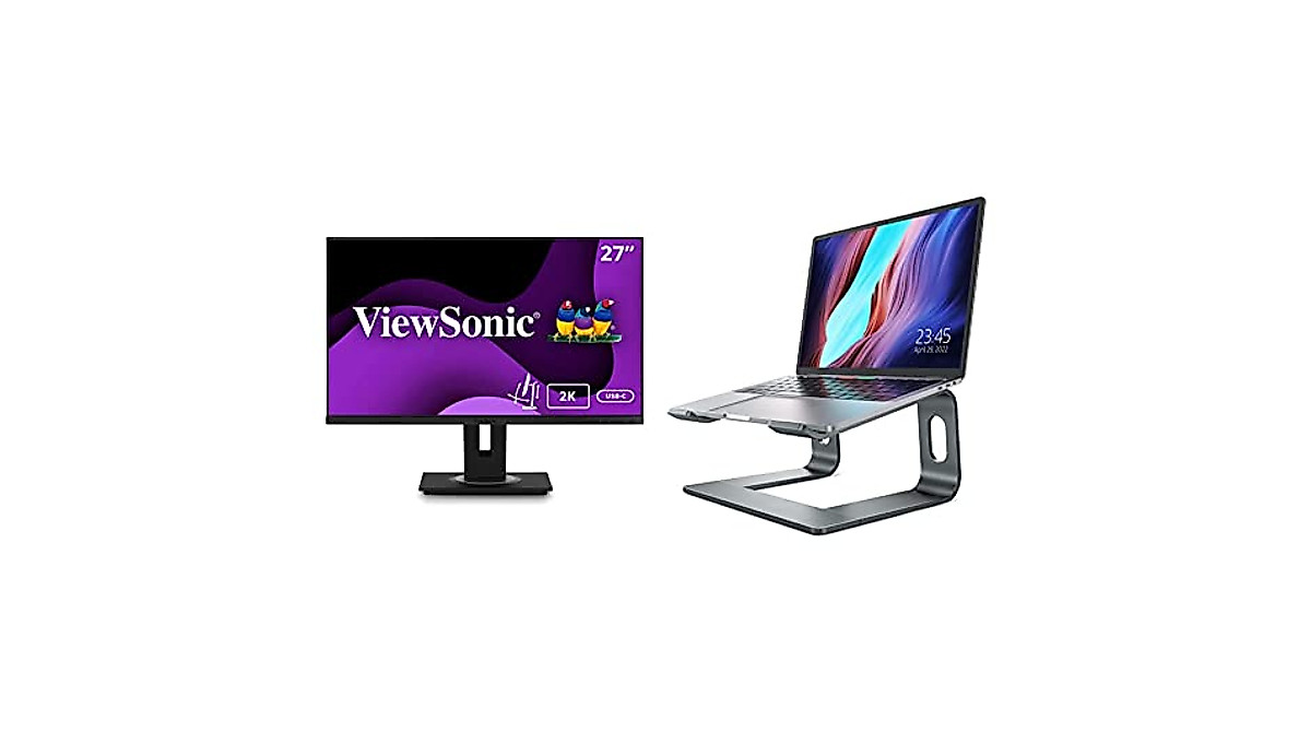 ViewSonic VG2755-2K 27-Inch QHD IPS Monitor & Nulaxy Laptop Stand