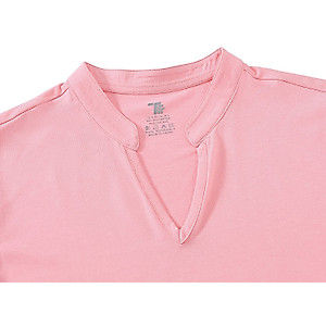 BGOWATU Women's Golf Polo T-Shirts Sleeveless V Neck Collarless Tennis Shirts UV Protection Quick Dry Lightweight Pink L