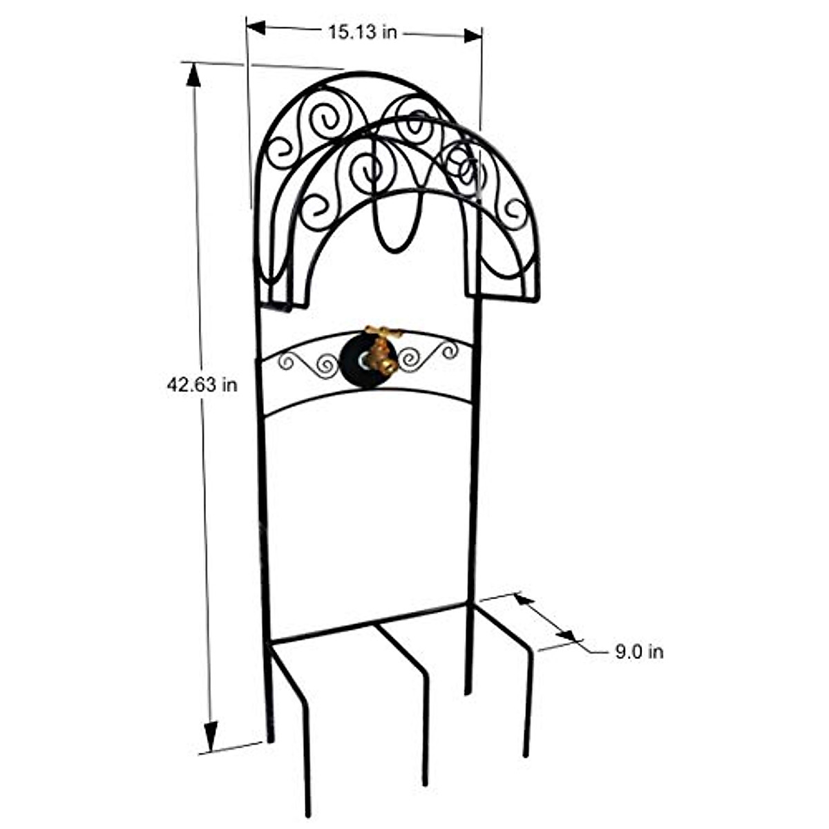 Liberty Garden 640 Carrington Decorative Metal Hose, Stand w/Bib, Black