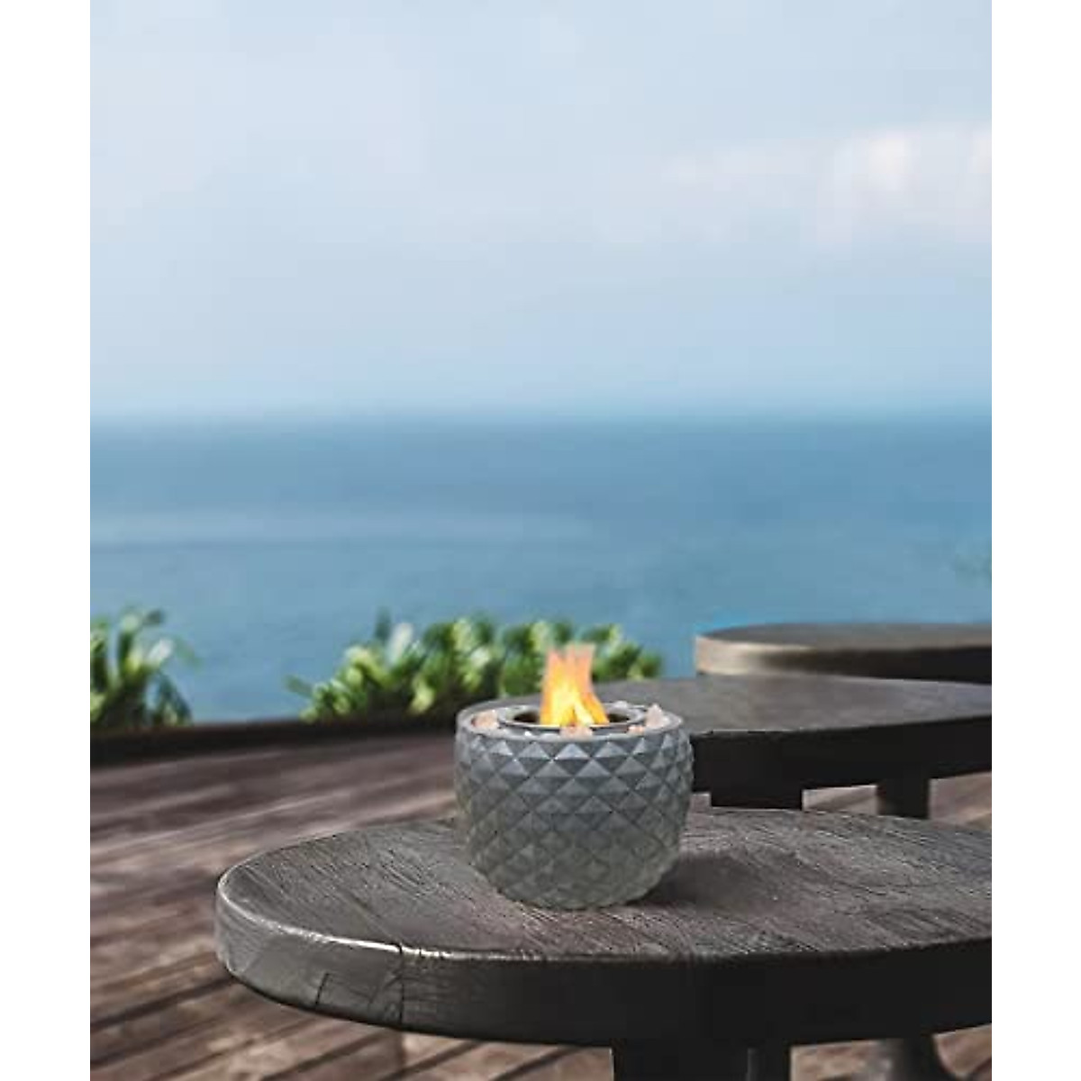 Tabletop Fire Pit Indoor,Tabletop Fireplace Concrete, Pineapple Shape Small Fire Bowl, Portable Tabletop Fire Pit (Grey)