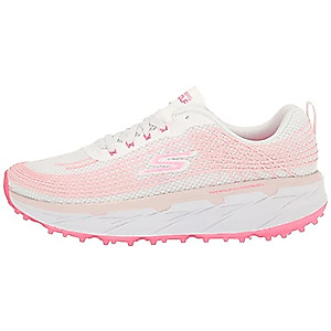 Skechers Women's Go Ultra Max Spikeless Golf Shoe Sneaker, WHT/PNK, 10