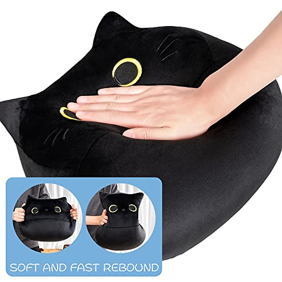 Black Cat Plush Black Cat Pillow, Halloween Pillow Cat Plush Anime Plush Halloween Home Decoration (Black)