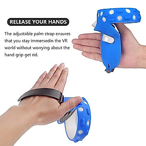 2 Pairs Touch Controller Grip Cover and Adjustable Knuckle Straps for Oculus Quest 2 VR Gaming Headset Controller, Oculus Quest 2 Handle Cover Handle Dropping Prevention(Blue + Red)