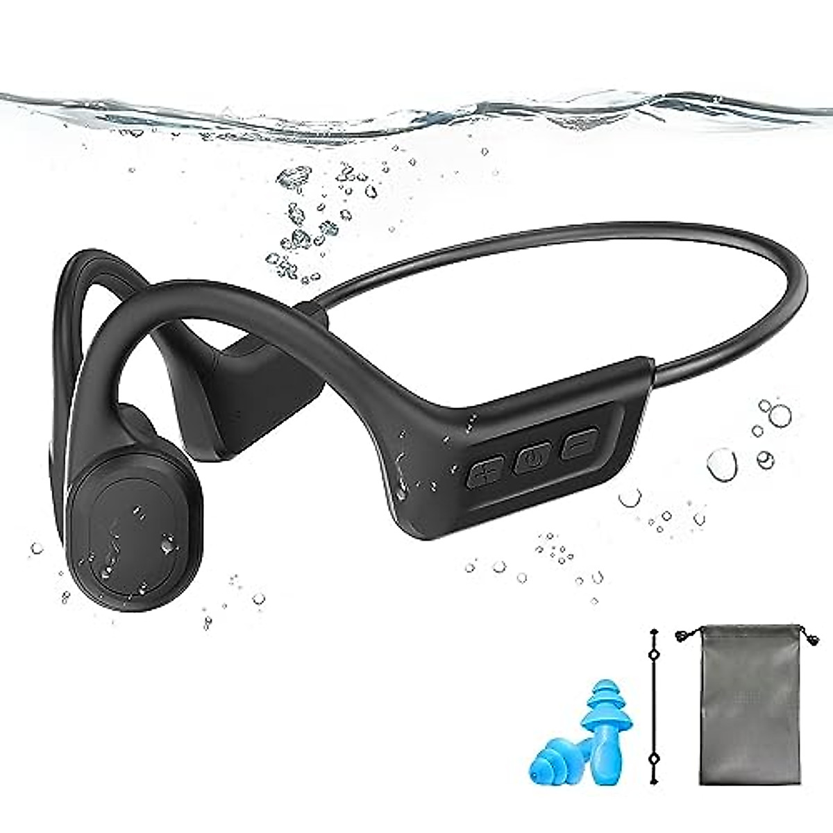 CelsusSound Bone Conduction Headphones,IPX8 Waterproof Swimming Headphones Built-in 32GB Memory,Open Ear Wireless Bluetooth Earphones for Running, Diving,Cycling,Swimming.