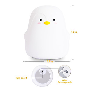 Tremdwoto Night Light for Kids, Penguin Silicone Nightlight Lamp, 7 Color Changing Nursery Night Light for Kids Bedroom, Super Gift for Boys Girls Toddler Children