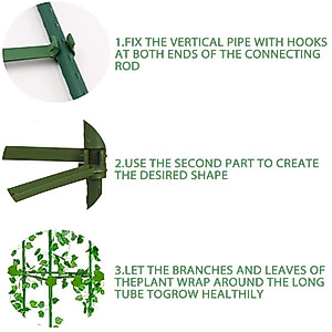 Stake Arms for Tomato Cage, 36 Pcs 11.8 Inches Garden Stake Connectors, Plastic Expandable Trellis for 11mm Diameter Plant Stakes, 2 Adjustable Buckle for Growing Climbing Plants