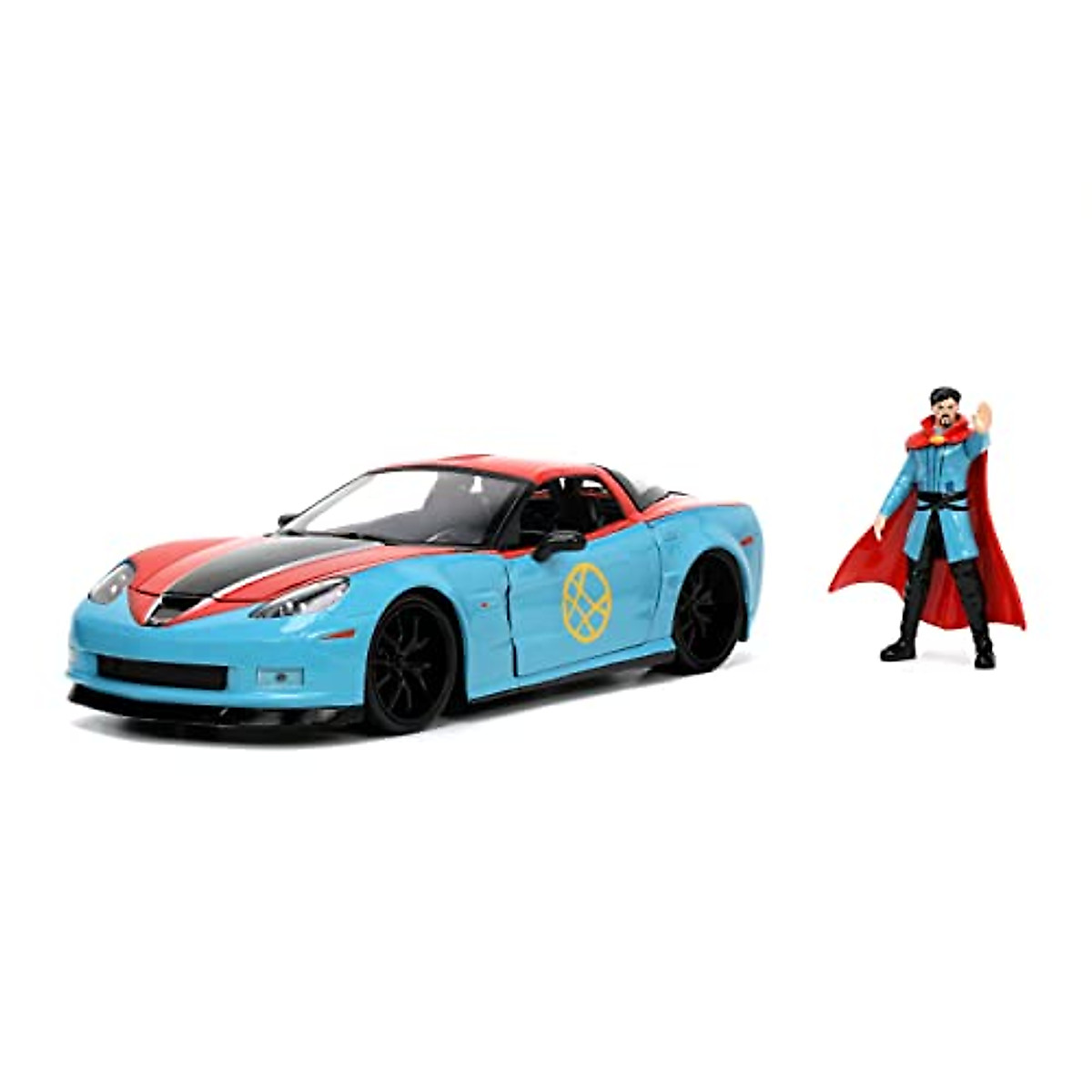 Jada Toys Marvel Doctor Strange 1:24 2006 Chevy Corvette Z06 Die-Cast Car with 2.75'' Dr. Strange Figure, Toys for Kids and Adults (32115)
