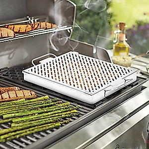 only fire Stainless Steel Smoker Box for Charcoal or Gas Grills, with Handles and Removable Lid, Great for Backyard Cooking