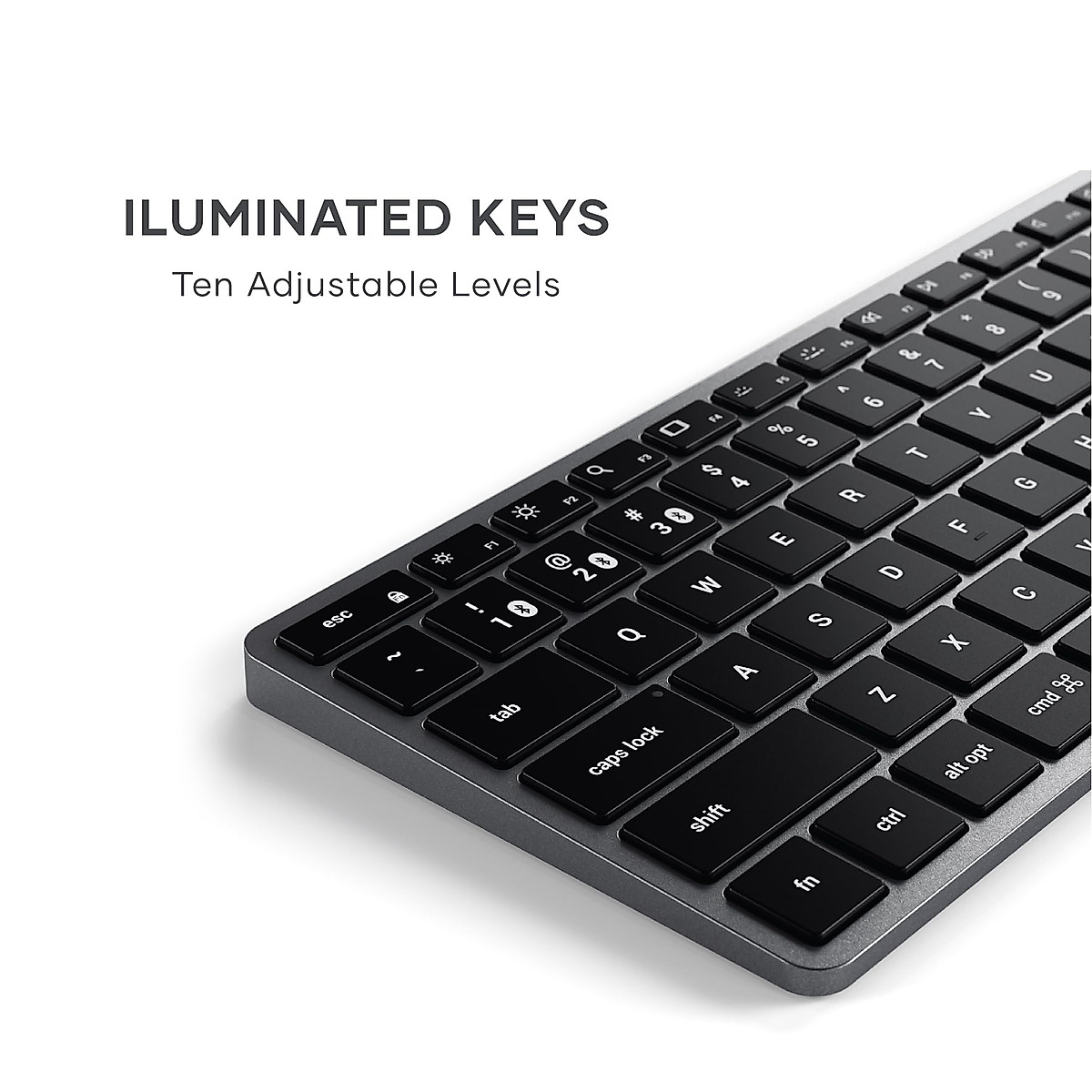 Satechi Slim X1 Bluetooth Backlit Keyboard – Illuminated Keys & Multi-Device Sync – for M2/ M1 MacBook Pro/Air, M2/ M1 iPad Pro/Air, M2 Mac Mini, iMac M1 - Space Gray