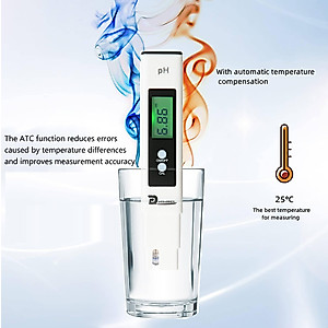 PH Meter, Digital PH Meter 0.01 PH High Accuracy Water Quality Tester with 0-14 PH Measurement Range for Household Drinking, Pool and Aquarium Water PH Tester Design with ATC