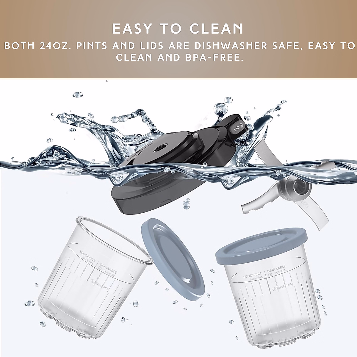 24OZ Ninja Creami Pints and Lids - 4 Pack Ninja Creami Containers, Ninja Creami Deluxe Pints, XL Creami Pint Containers Compatible with Ninja Creami Deluxe 11-in-1 NC500 & NC501 Series Ice Cream Maker