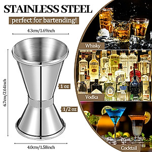 18 Pcs Double 1/2 & 1 oz Bar Jigger Stainless Steel Cocktail Jigger Shot Jigger Measuring Liquor Cup Bartender Supplies Measuring Jiggers Japanese Jigger for Bar Bartending Party