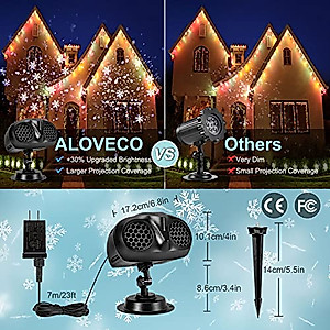 ALOVECO Christmas Projector Lights Outdoor, LED Snowflake Projector Christmas Lights with Remote Rotating Projection Lamp, Waterproof Holiday Decorative Lighting for Xmas Party Garden Gift [Upgrade]