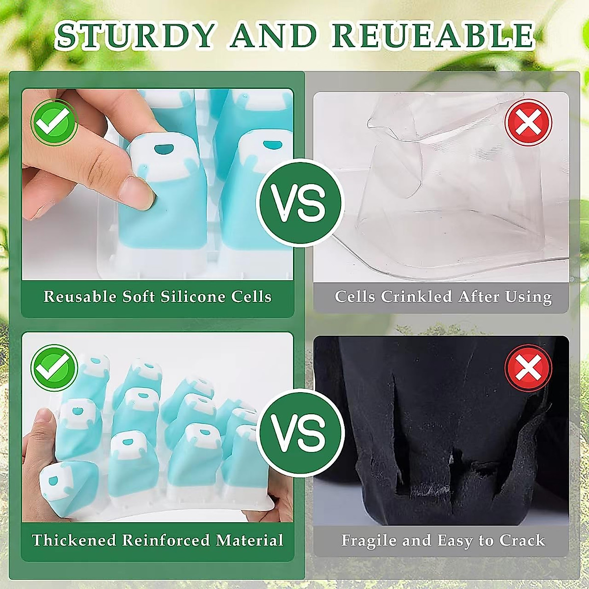 Hanaoyo Reusable Seed Starter Tray, Seed Starter Kit with Flexible Pop-Out Cells, 5 PCS Seedling Starter Trays for Seed Starter, Indoor Greenhouse Seeding Planting Growing