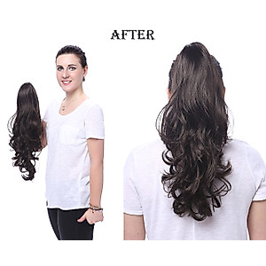 OneDor 20" Curly Synthetic Clip In Claw Drawstring Ponytail Hair Extension Synthetic Hairpiece 190g with a jaw/claw clip (R1488H)