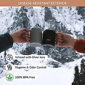 The Clean Hydration Company Insulated Coffee tumbler | Travel coffee mug | Ceramic Lined Tumbler | Iced Coffee Tumbler Cup with Lid | Double Wall Vacuum (Gray, Mug 12oz)