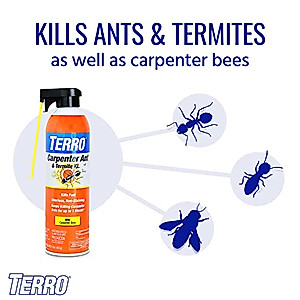 TERRO T1901SR Ready to Use Indoor and Outdoor Carpenter Ant, Termite, and Carpenter Bee Killer Aerosole Spray - 2 Pack 32 Total Ounces