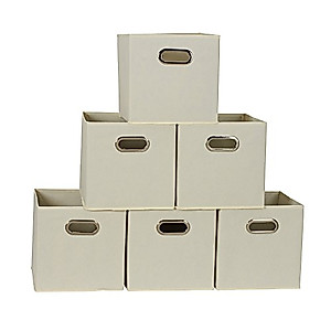 Household Essentials 82-1 Foldable Fabric Storage Bins | Set of 6 Cubby Cubes with Handles | Natural