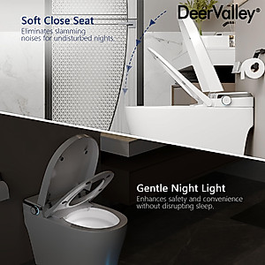DeerValley Smart Toilet, One Piece Tankless Toilet with Bidet Built in Smart Bidet Toilet with 1.28GPF Auto Flush, Foot Kick, Blackout Flush, Warm Water, Heated Seat, Remote Control