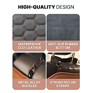 Owleys Premium Leather Car Seat Protector for Back Seat - Back Seat Cover for Kids - Car Kick Mat - Back of Seat Protector for Kids Feet Car Seat Back Protector - 1 Pc Hexy