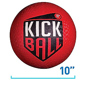 Franklin Sports Rubber Kickball - Kids Playground Ball for Dodgeball + Kickball - 10" Bouncy Ball for Outdoor Games - Red