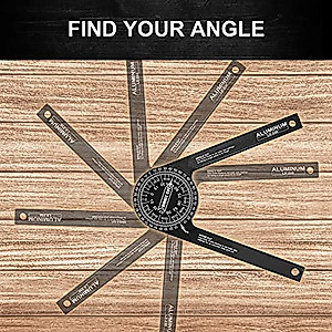 NYOOLO Miter Saw Protractor, 7 Inch 4 in 1 Aluminum Miter Angle Finder with Level Instrument, Construction Protractors Precision Miter Gauge for Carpenter Plumber Building Trade (Small)