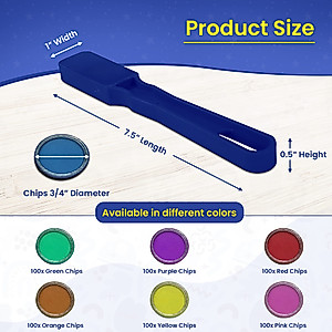 MR CHIPS Made in USA Bingo Magnetic Wand & ¾ Inch Blue 100 Upgraded Pieces Chips Plastic with Metal Rings - Support American Jobs