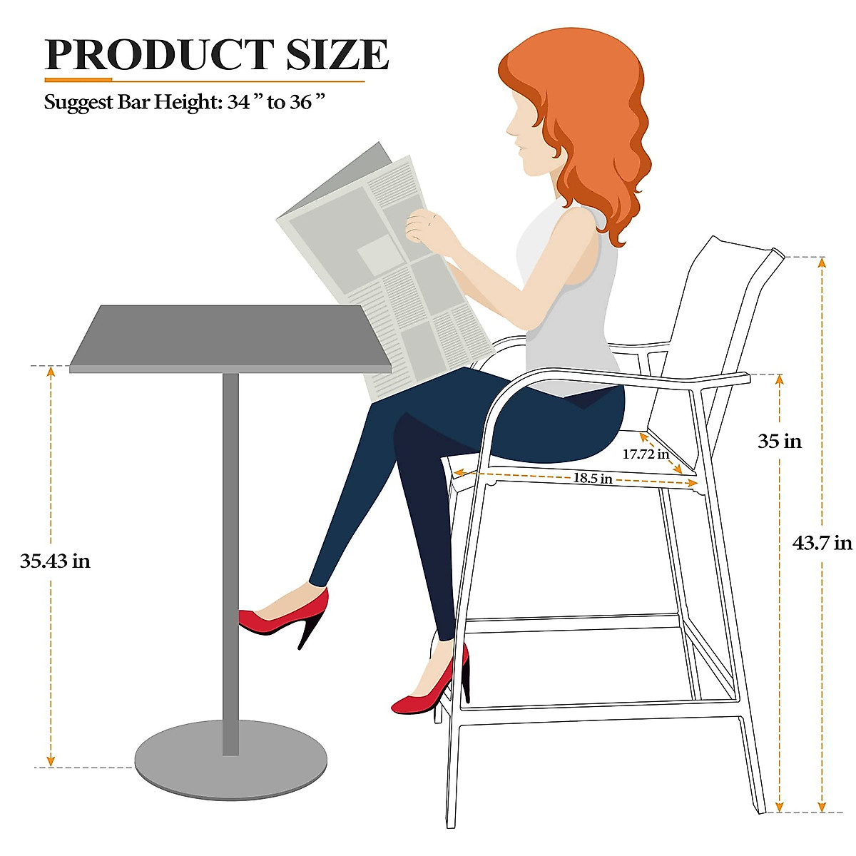 Crestlive Products Outdoor Bar Stools Set of 4, Counter Height Bar Stool All-Weather Patio Furniture with Armrests, Patio Aluminum Bar Stools for Garden Backyard Lawn, 27.5'' Seat Height (Dark Gray)