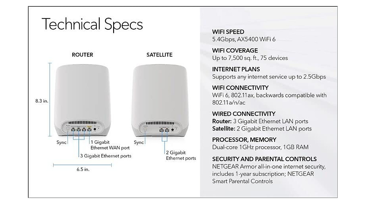 Netgear Orbi WiFi 6 Mesh System | Fast & Wide Coverage