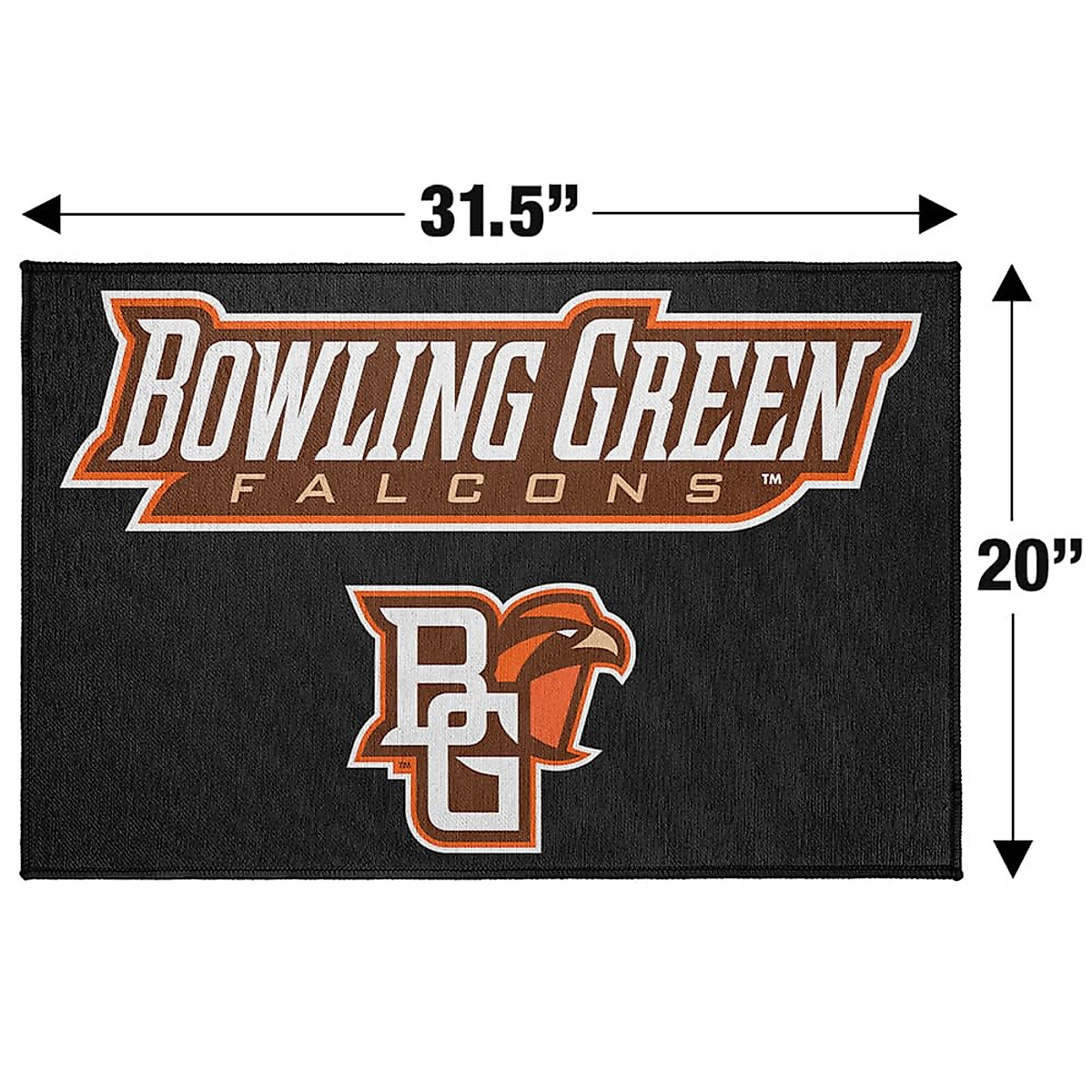 Campus Lab Bowling Green State University Anti-Slip Indoor Doormat, 20” x 31.5” Primary Mark, Floor Mat for Inside Entry Way/Back Door Garage Mudroom Home and Office, Low Profile