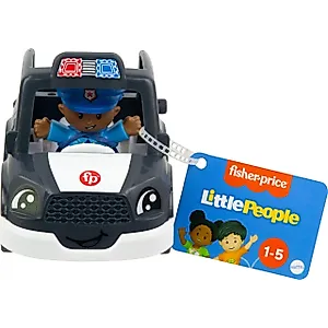 Fisher-Price Little People Toddler Toys Police Car Push-Along Vehicle & Figure for Pretend Play Preschool Kids Ages 1+ Years