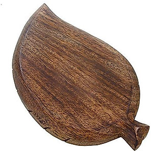 Earthly Home Wooden Decorative Leaf Design Serving Tray - Natural Finish - Size: 12 x 8 x 1 Inches - Intricate Detail with Hand Carving Creates a Truly Unique Furnishing Accent