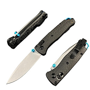 HUAAO Mini Bugout Knife, Axis Lock Knife with 8Cr18MoV Blade,Carbon Fiber Handle, EDC Folding Pocket Knife with Belt Clip for Camping