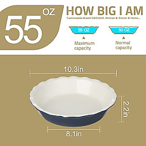 Sweejar Ceramic Pie Pan for Baking, 10 Inches Round Baking Dish for Dinner, Non-Stick Pie Plate with Soft Wave Edge for Apple Pie, Pumpkin Pie, Pot Pies (Red)