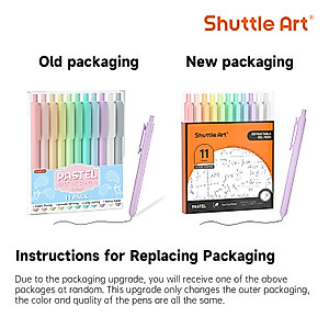 Retractable Pastel Gel Ink Pens, Shuttle Art 11 Pack Black Ink Pens, Cute Pens 0.5mm Fine Point for Writing Journaling Taking Notes School Office Home