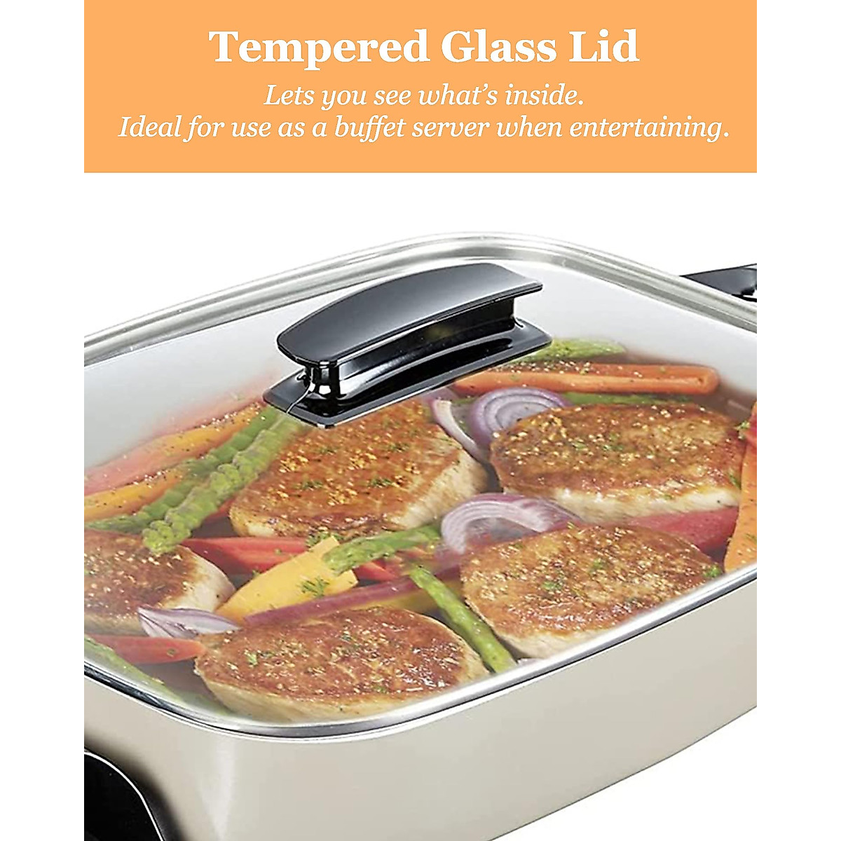 16" Grey Ceramic Electric Skillet - Roast fry grill stew bake make casseroles and more