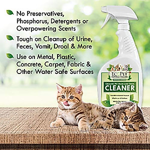 EcoPet All Natural Pet Odor and Stain Remover - Probiotic Powered Multi Surface Cleaner - Effective Non-Toxic Pet Odor Eliminator and Pet Stain Eraser, Scented, Trigger Spray, 16 oz