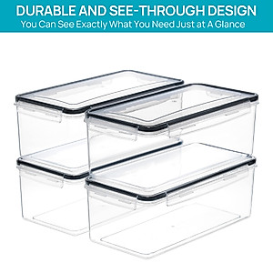 Vtopmart Airtight Food Storage Containers with Lids 8PCS Set 3.2L, Plastic Spaghetti Container for Pasta organizer, BPA Free Air Tight House Kitchen Pantry Organization and Storage