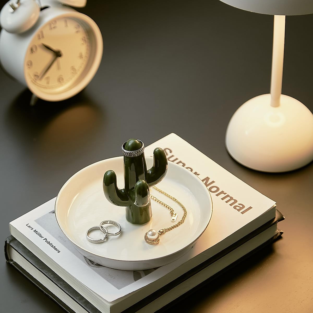 mono living Ceramic Cactus Ring Holder, Jewelry Tray, Ring Dish, Cute Tropical Decor, Trinket Rack, Christmas Thanksgiving Birthday Gift for Women