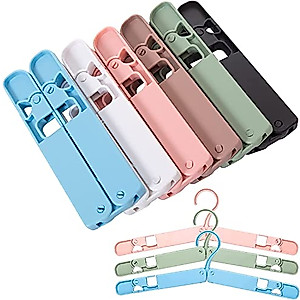Foldable Travel Hanger Pants Hangers Lightweight and Durable Non-deformable Plastic Cloths Hanger Fits All Clothes and Socks Towel Can Be Folded Down for Easy Storage(Pink (Grey) (Grey) (Grey)