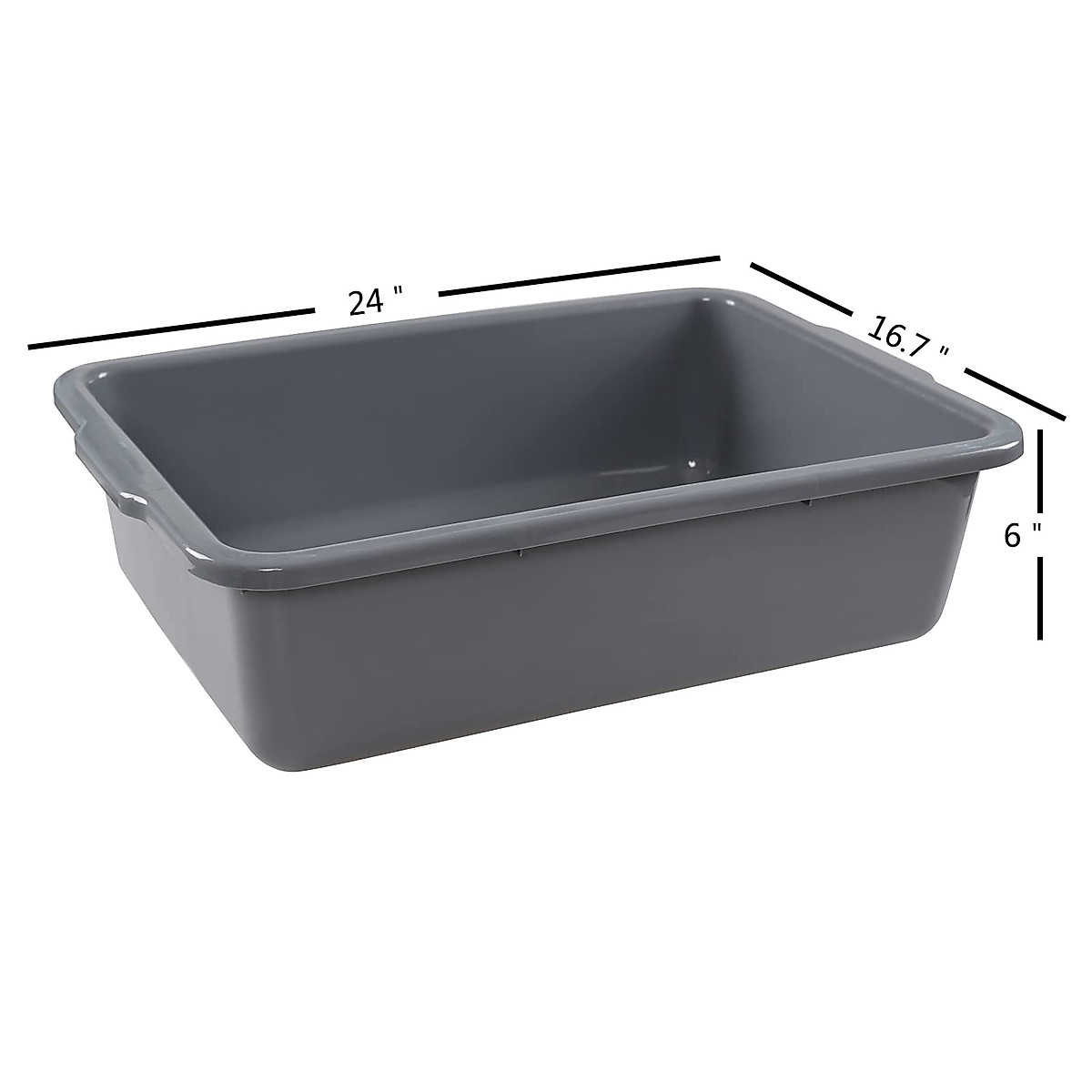 Drephia 4 Pack Commercial Bus Box, 32 L Plastic Bus Tubs, Gray