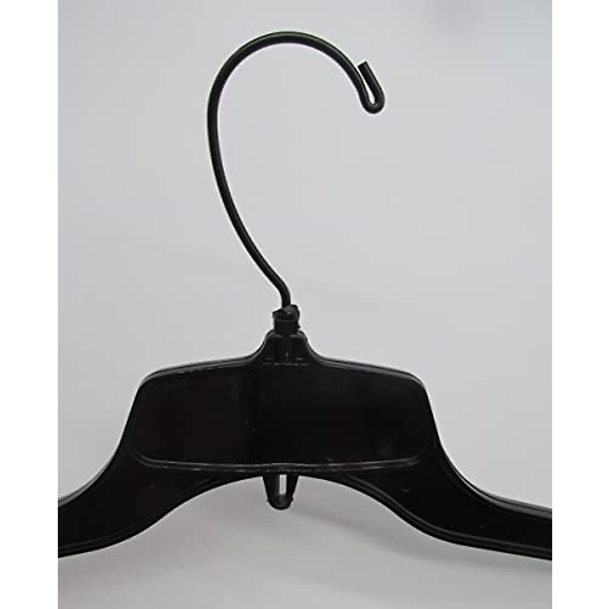 NAHANCO 24400BH Floor Ready Plastic Shirt/Dress Hanger with Black Swivel Hook, Coordinate Loop and Molded Non-Slip Shoulders, 15", Black (Pack of 100)