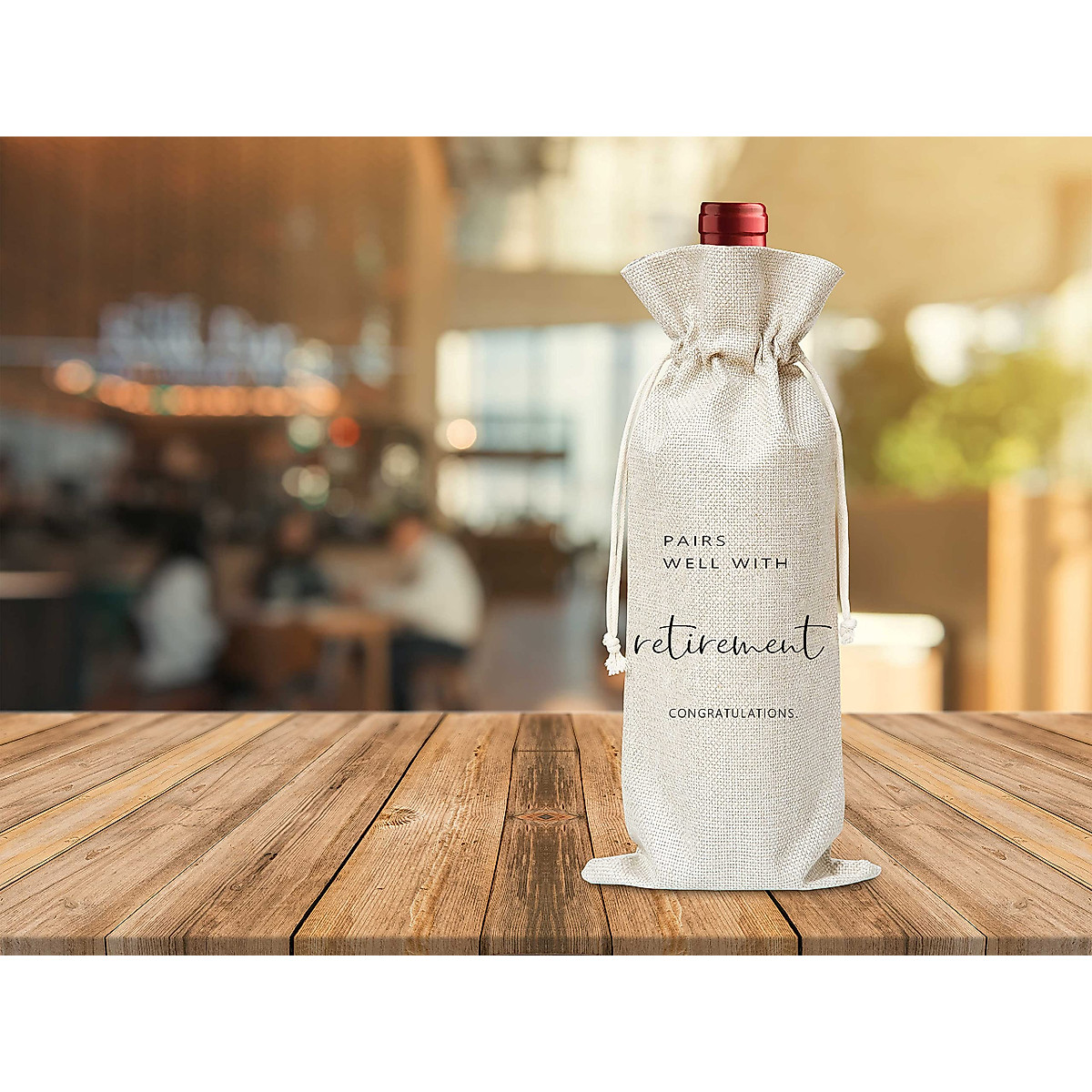 Retirement Gifts Wine Bag - Gift For Retirement Party, Colleague, Co-worker, Boss, Emplyoee, Grandpa, Grandma - Cotton Burlap Wine Bag (1 Pcs) - WB026