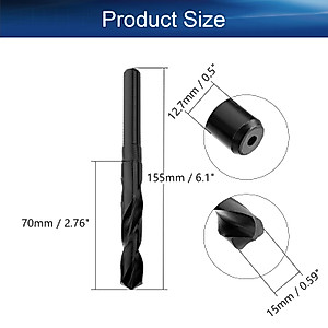 Auniwaig Reduced Shank Drill Bit, 0.59" HSS Drill Bit, 155mm Length High Speed Steel with Straight Shank, for Iron Cooper Aluminum Plate Metal