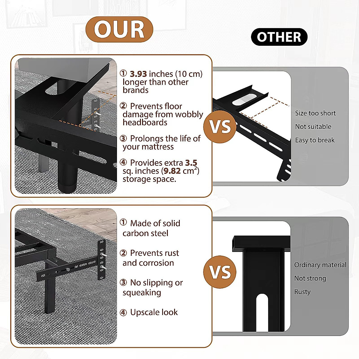 Adjustable Bed Headboard Brackets,Universal Headboard Brackets for Adjustable Bed Base,Adjustable Bed Headboard Kit,Adjustable Bed headboard kit Hardware(Black)