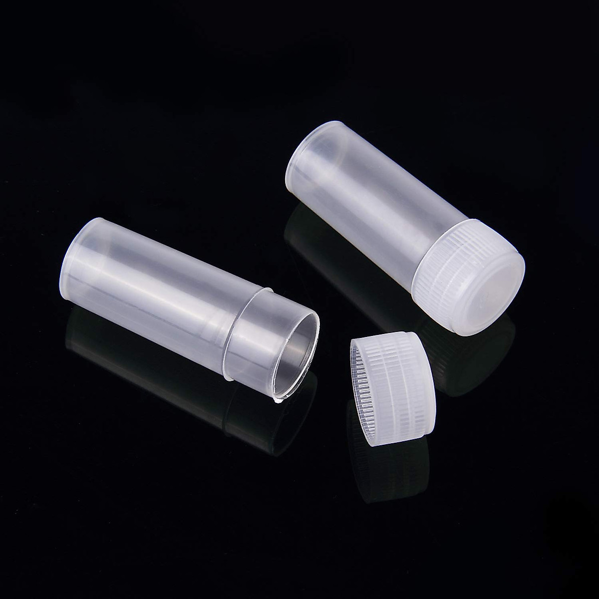 100Pcs 5ML Small Pill Plastic Containers Empty Pill Bottles Sample Bottles Vial Test Tube with Caps by HRLORKC