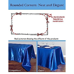 LinenTablecloth 90 x 132-Inch Rectangular Polyester Tablecloth with Rounded Corners, White