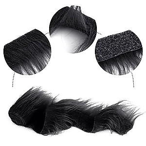 Lusofie Shaggy Plush Faux Fur Fabric Precut Strips 2x71inch Black Fur Fluffy Fuzzy Craft Fur for Gnomes Beard Santa Claus Hair Dwarf Cosplay Costume DIY Craft Decoration (Black)