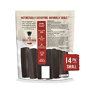 Purina Prime Bones Made in USA Facilities Natural Small Dog Treats, Filled Chew With Pasture-Fed Bison - 14 ct. Pouch